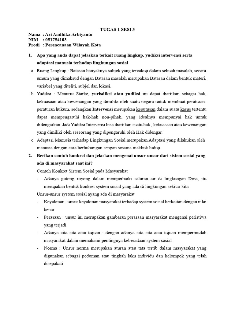 TUGAS 1 SESI 3 Sistem Sosial | PDF