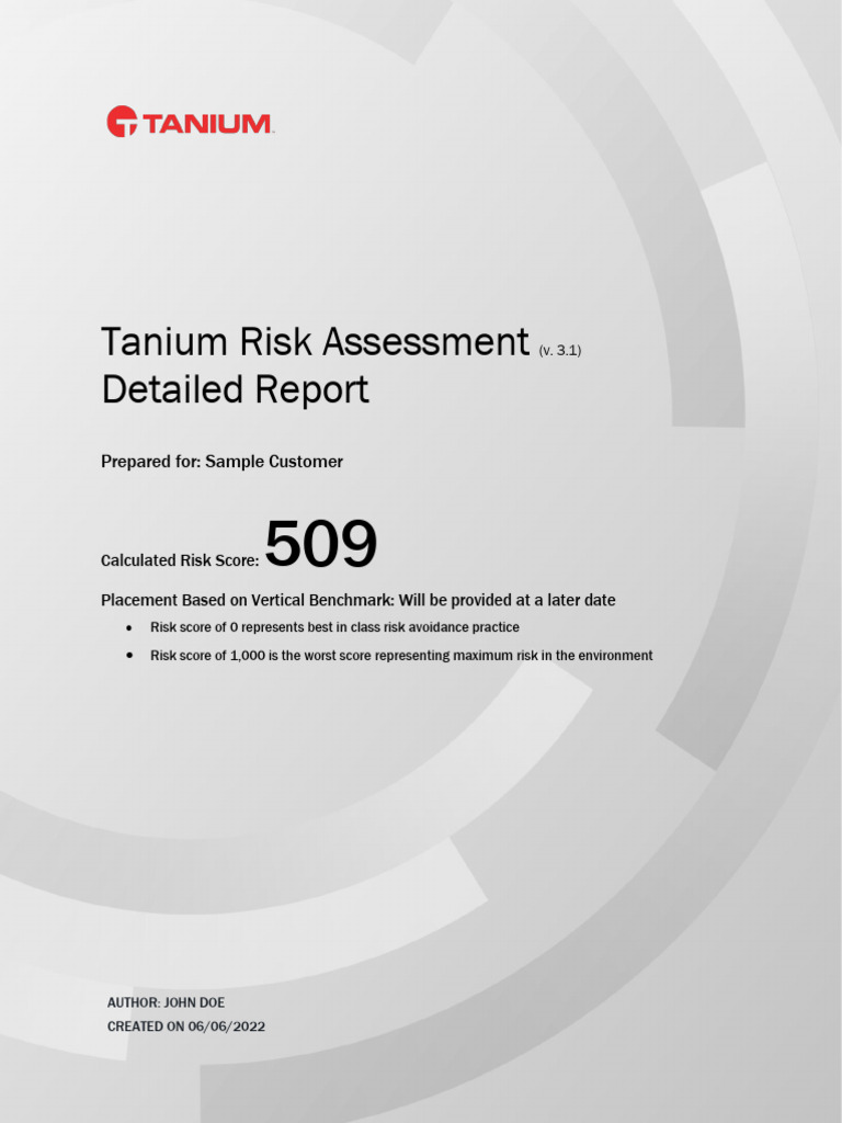 Tanium - Risk - Assessment-Detailed - Report-Sample Customer | PDF | Transport Layer Security ...
