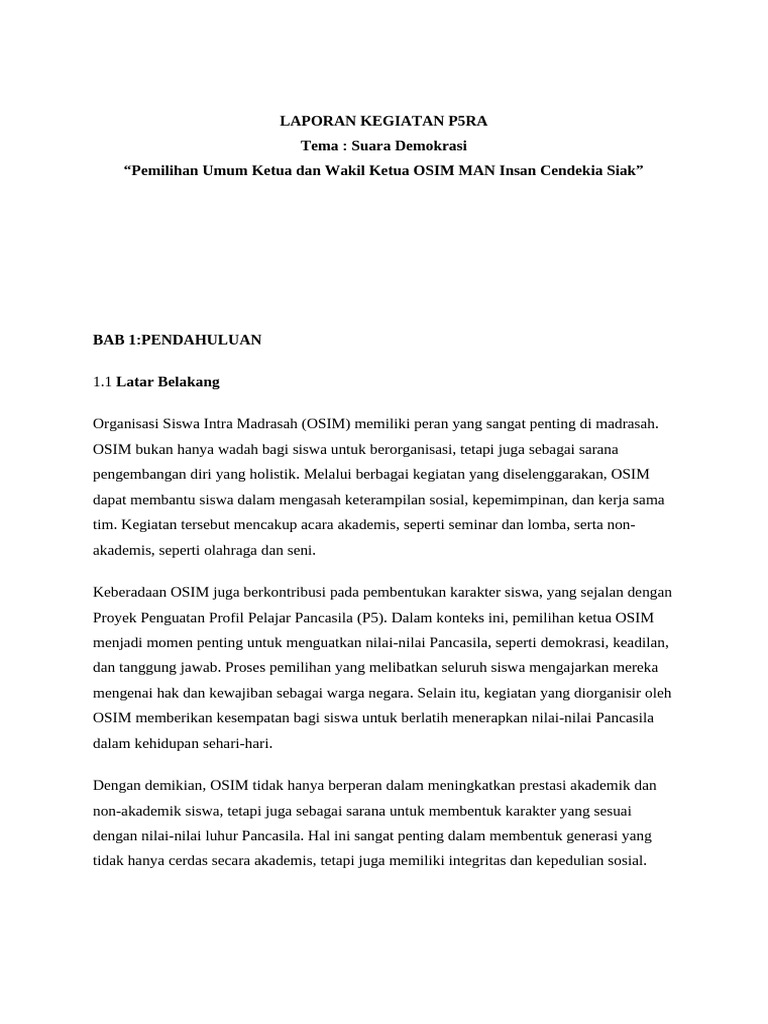 LAPORAN KEGIATAN P5RA | PDF