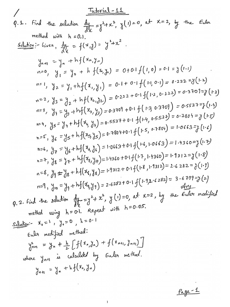 Tutorial sheet 11 solution | PDF