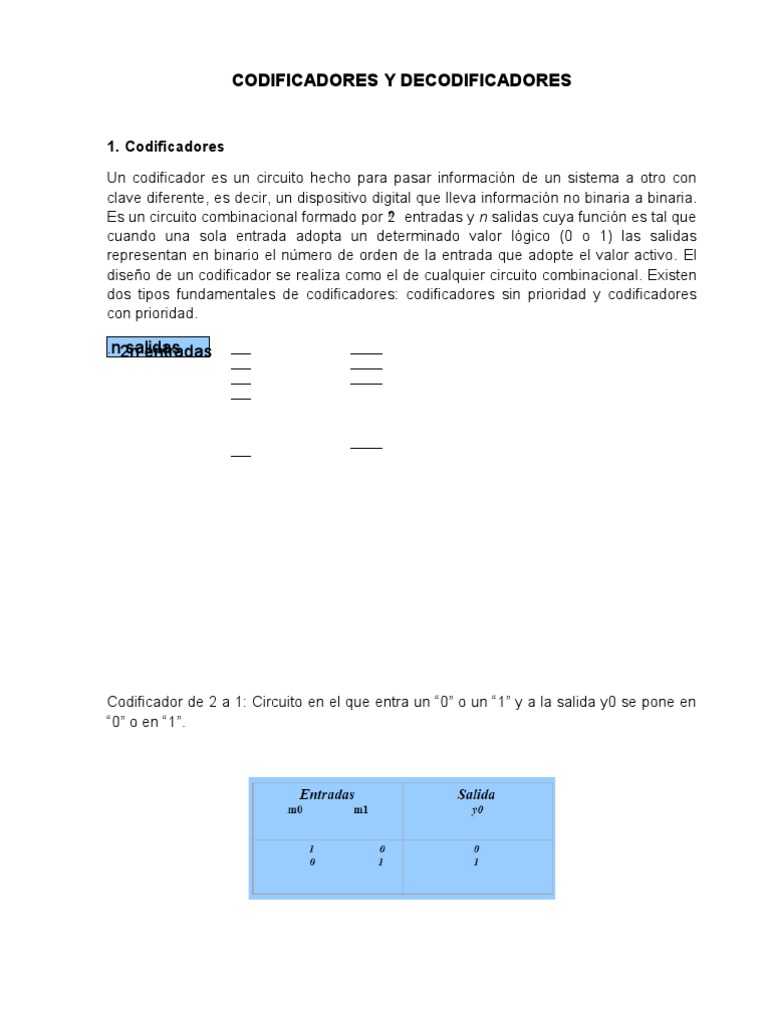 Codificadores y Decodificadores | PDF | Ingeniería Electrónica ...