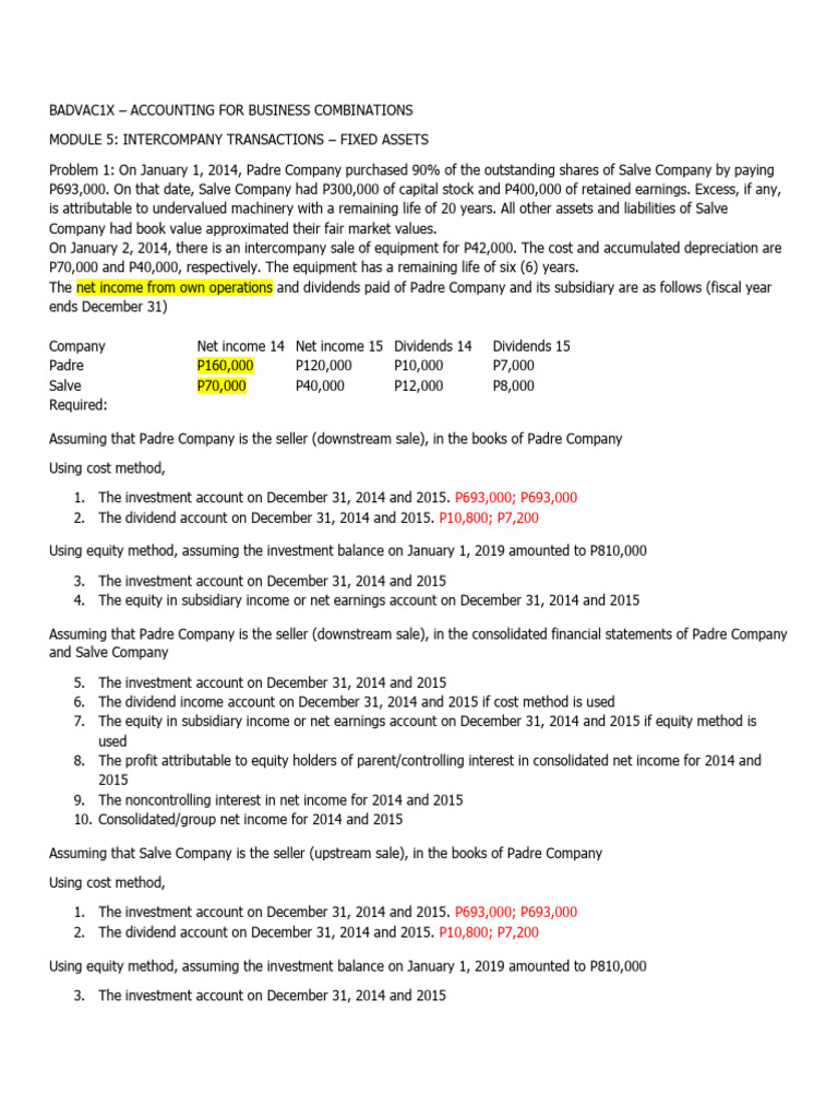 MOD 5 INTERCO FIXED (Rev) | PDF | Equity (Finance) | Book Value