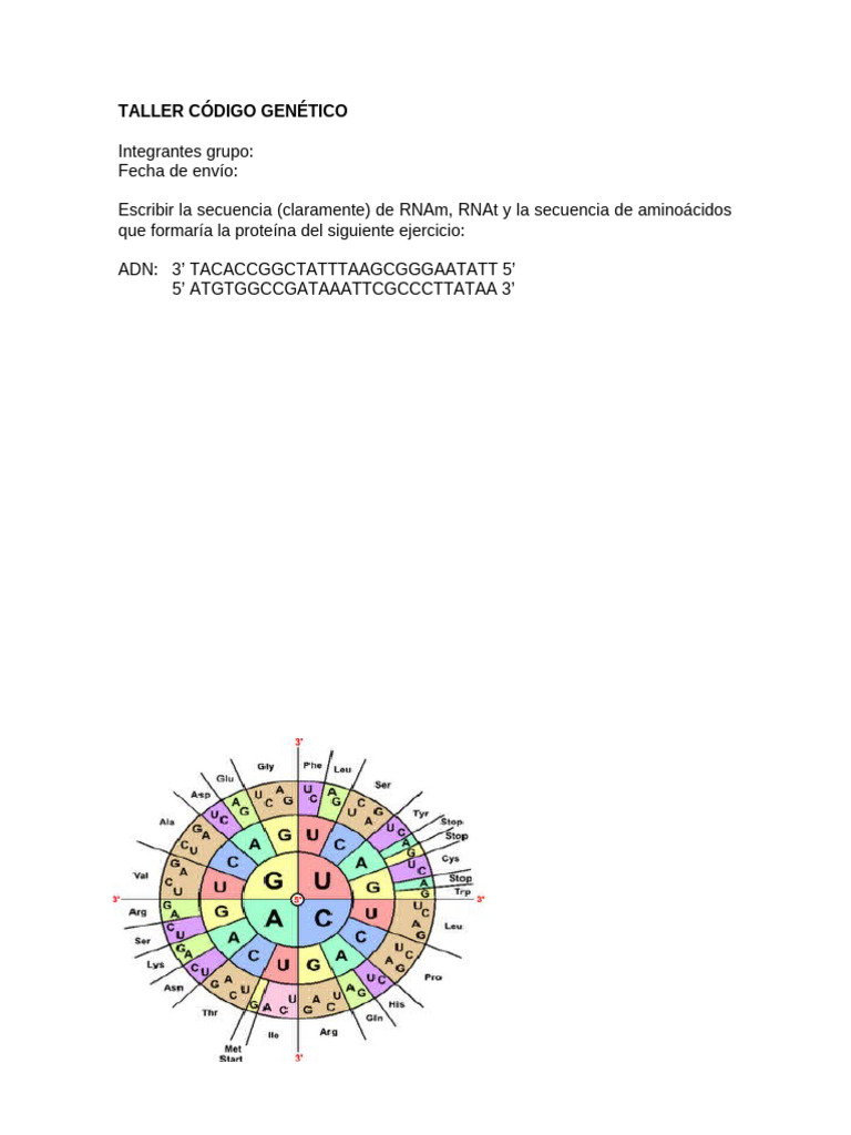 Taller Codigo Genético | PDF