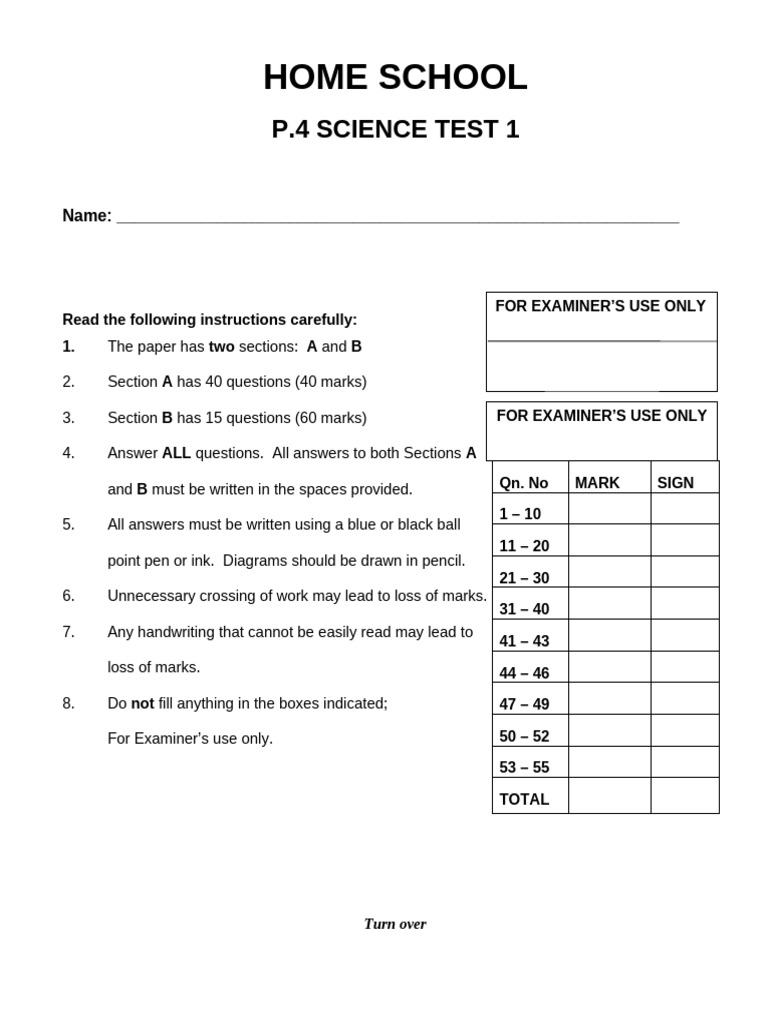 P.4 SCIENCE TEST 1 | PDF | Soil | Pollination