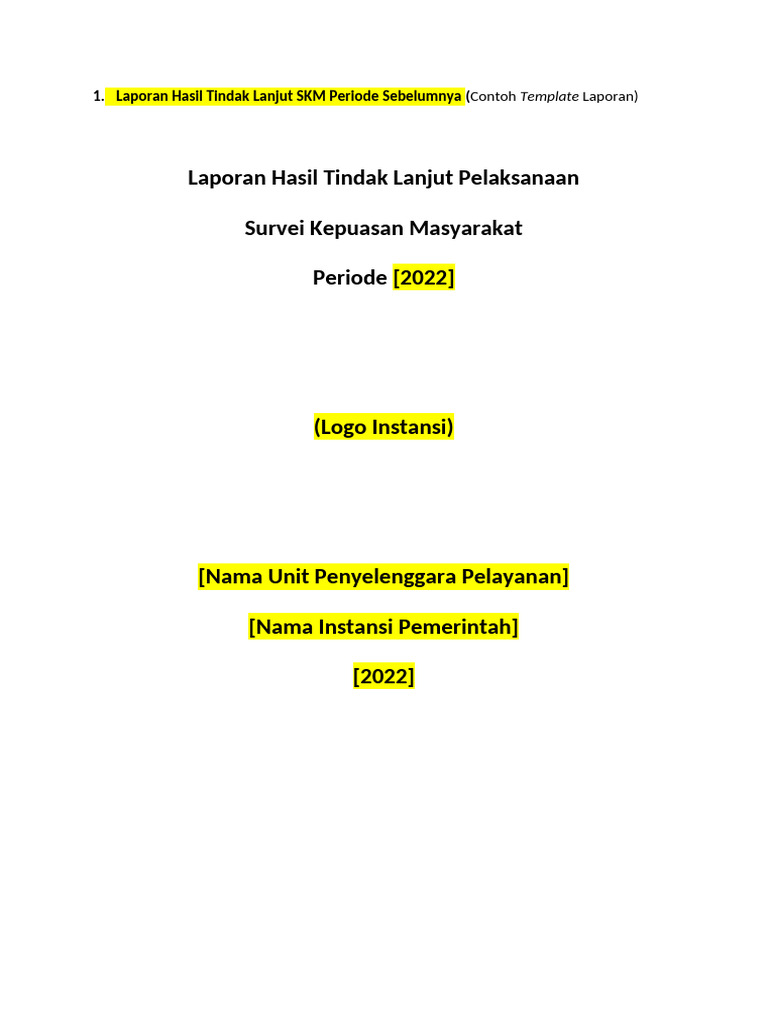 Laporan Hasil Tindak Lanjut SKM 2023 | PDF