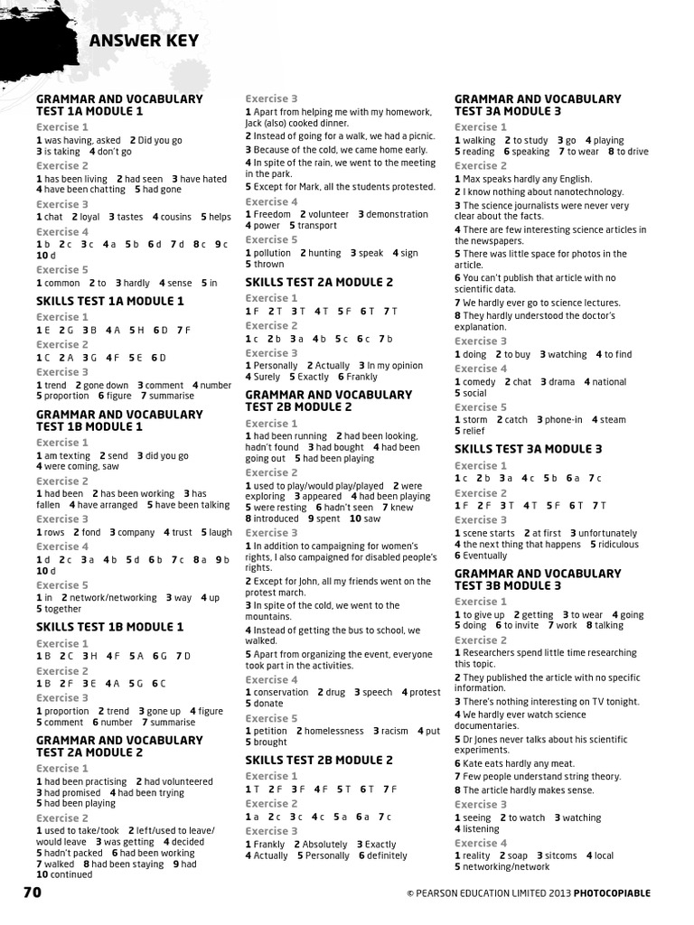 Answer Key TESTS CHOICES UPPER | PDF