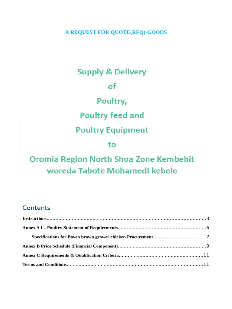 final Poultry specification& procurment updated | PDF | Poultry ...