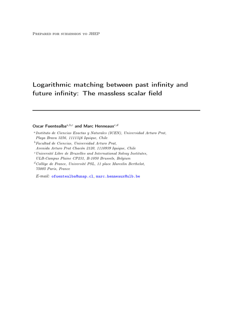 Logarithmic Matching Between Past Infinity and Future Infinity: The Massless Scalar Field | PDF ...