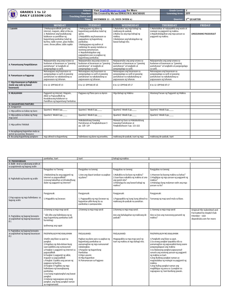 DLL_EPP 5_Q2_W6 | PDF