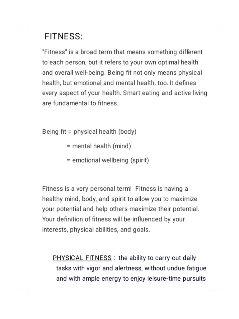 FITNESS Notes | PDF | Physical Fitness | Sleep