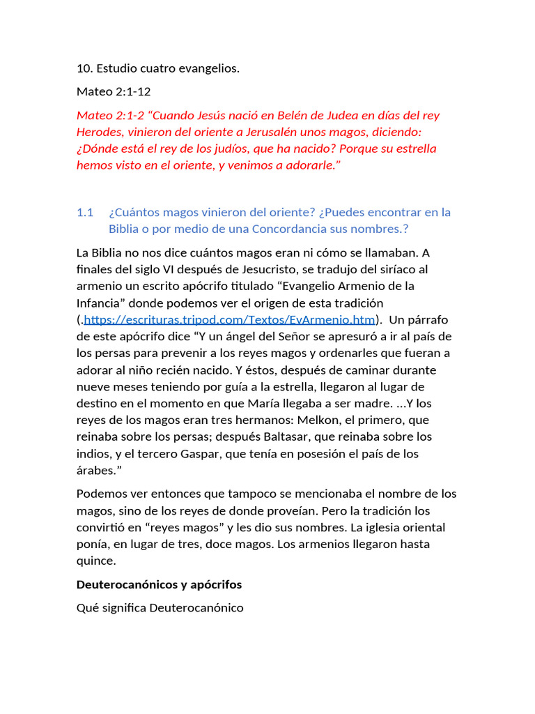10 Evang Mateo 2. 1-12 | PDF | Reyes Magos | Evangelios