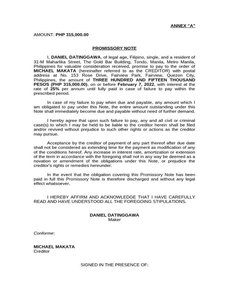 Promissory-Note | PDF | Promissory Note | Private Law