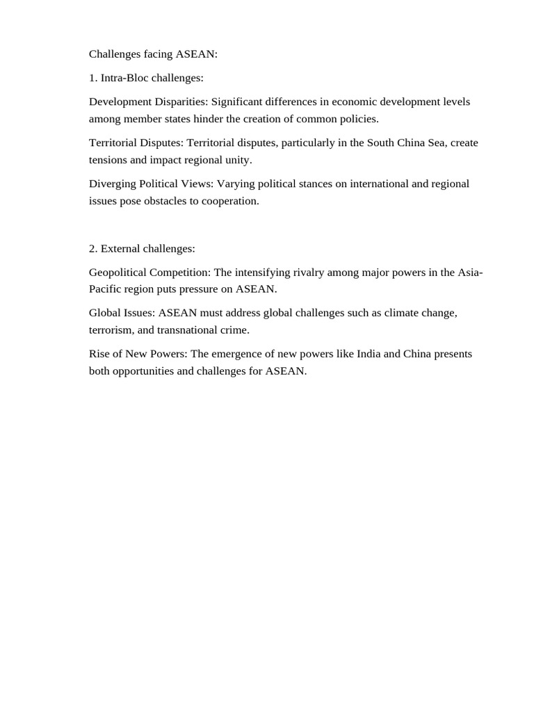 Challenges Facing ASEAN | PDF