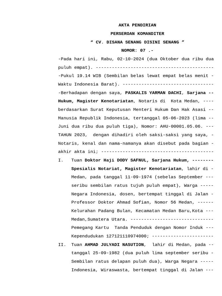 Akta CV Paskalis MKN Paling Benar1505 | PDF