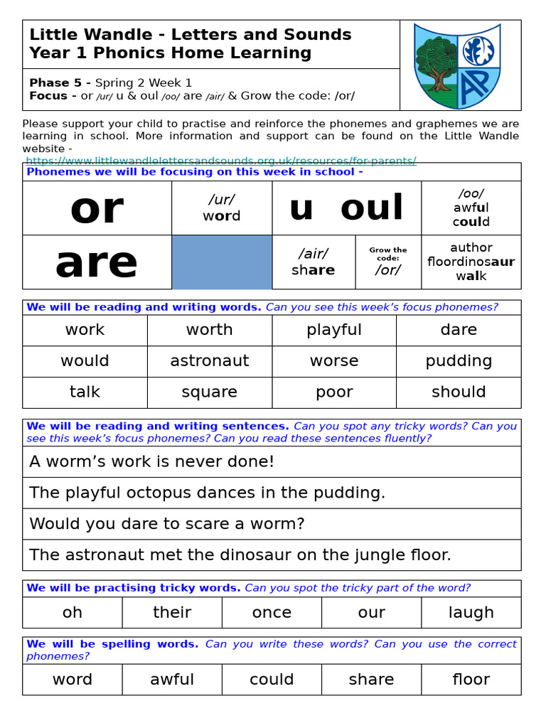 Year 1 Phonics Home Learning Guide | PDF | Phonics | Phoneme