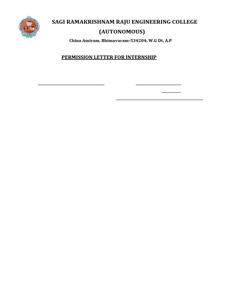 Internship Permission Letter | PDF