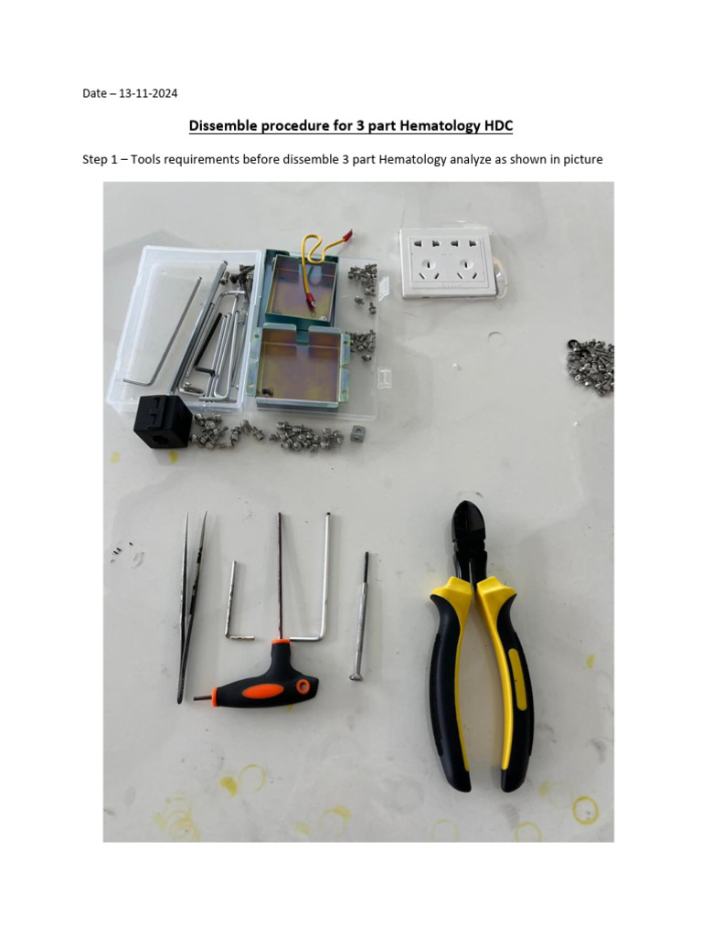 Dissembling procedure of 3 part Hematology HDC | PDF