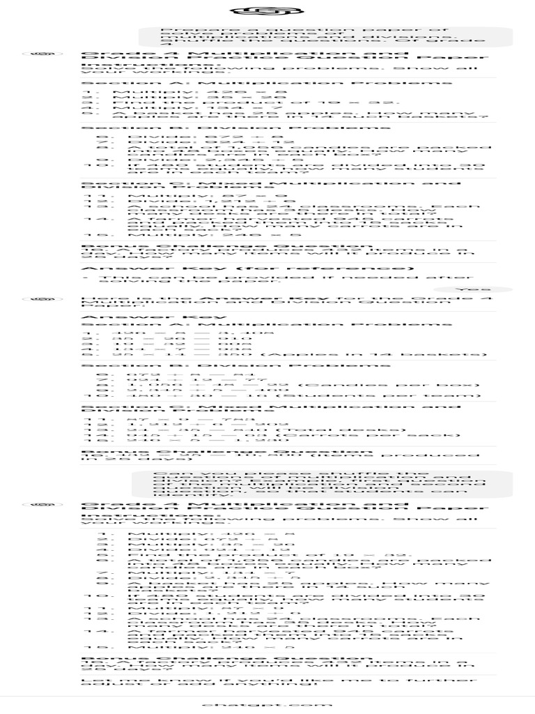 Grade 4 Math Practice | PDF
