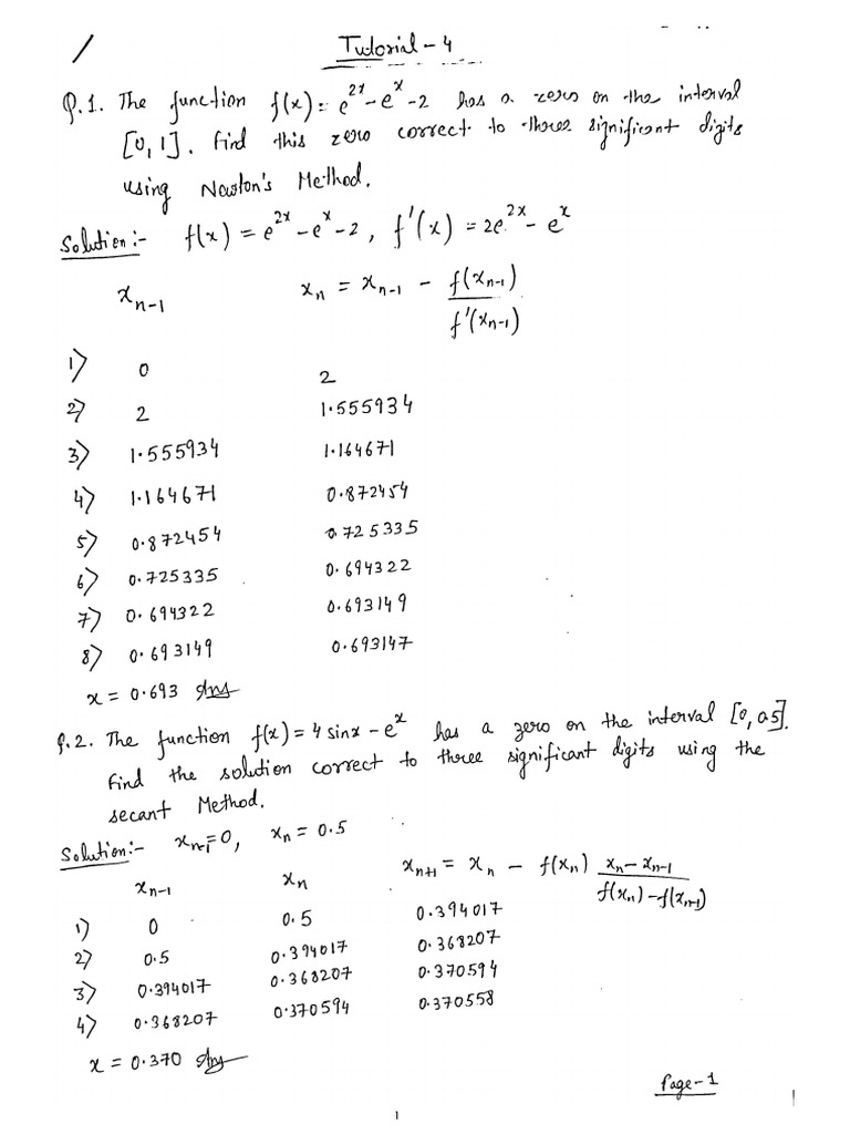 Tutorial sheet 4 solution | PDF