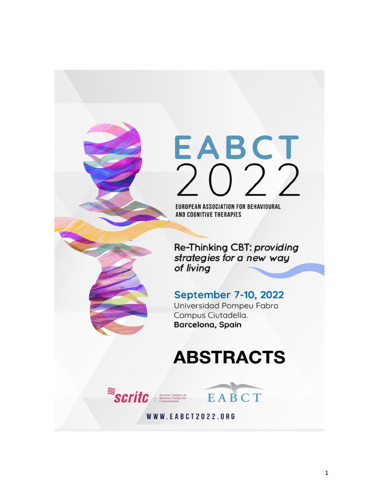 EABCT 2022 | PDF | Cognitive Behavioral Therapy | Mental Disorder