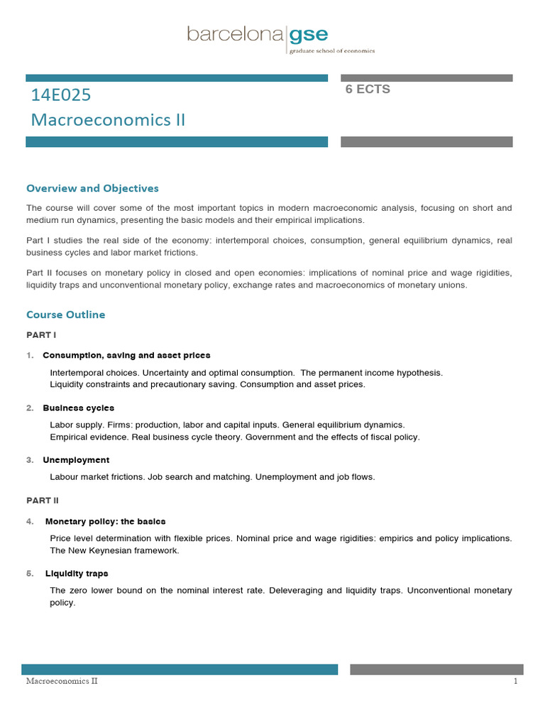 12E009_Macroeconomics_II | PDF | Macroeconomics | New Keynesian Economics