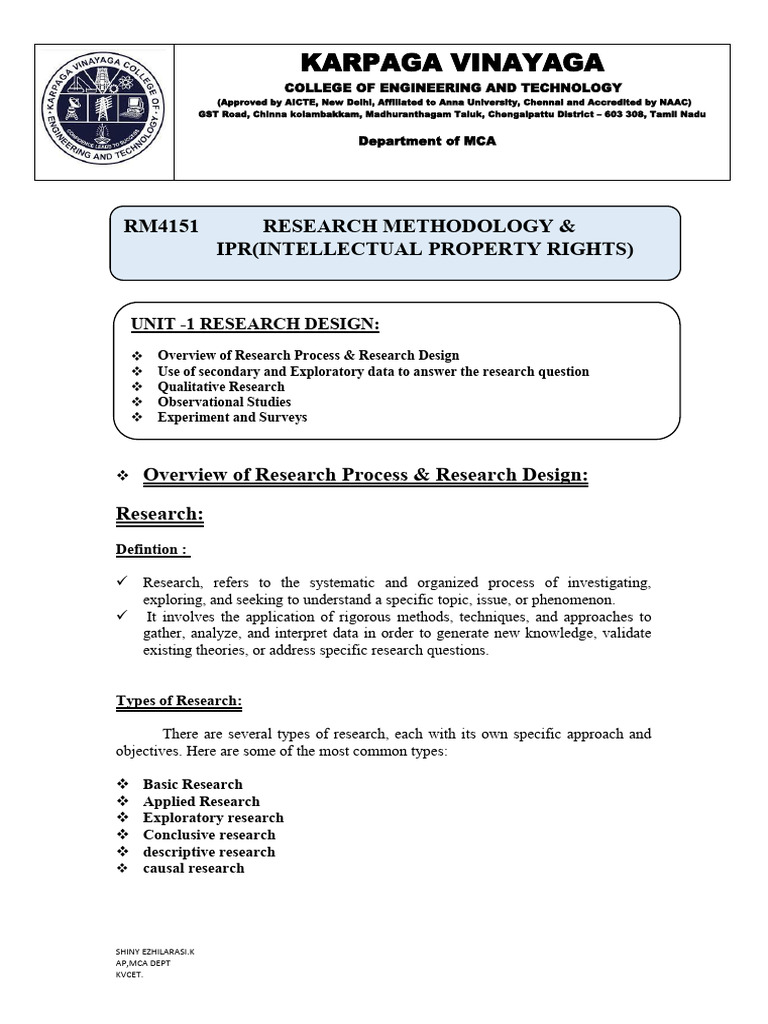 RM Unit-1 Research Design | PDF | Sampling (Statistics) | Data Analysis