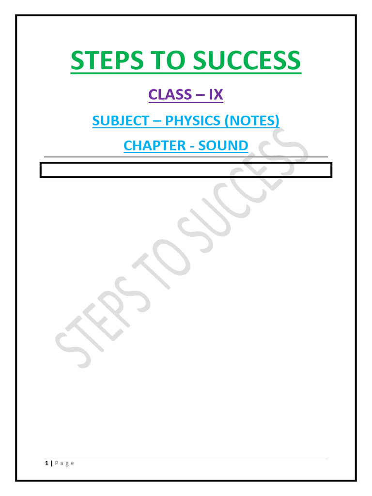 Physics - Class Ix - Imortat Question With Answers - Sound | PDF | Sound | Frequency