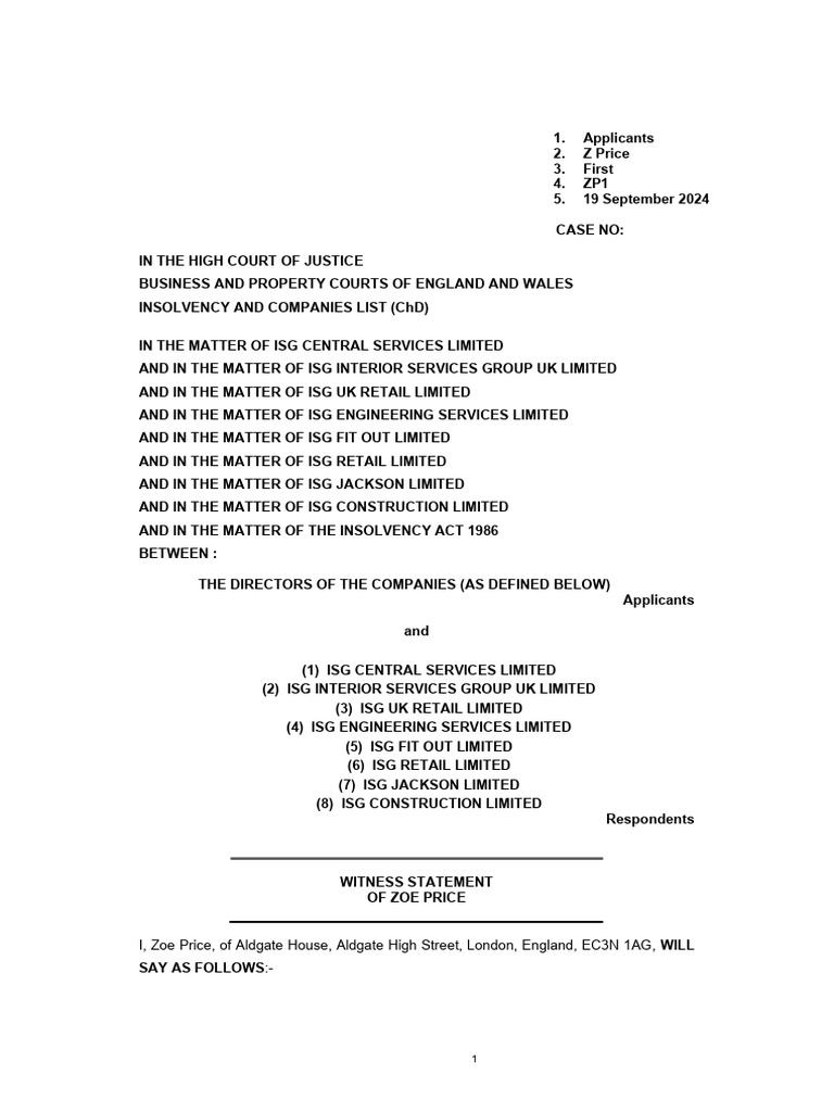 ISG Companies' Administration Case | PDF | Going Concern | Mergers And ...