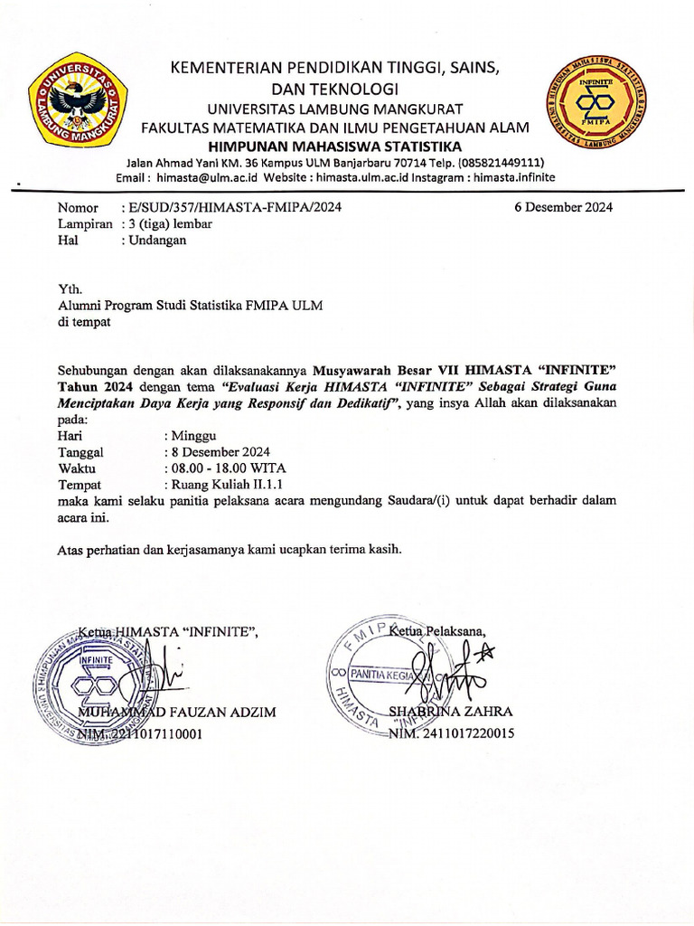 Surat Undangan MUBES VII 2024 | PDF