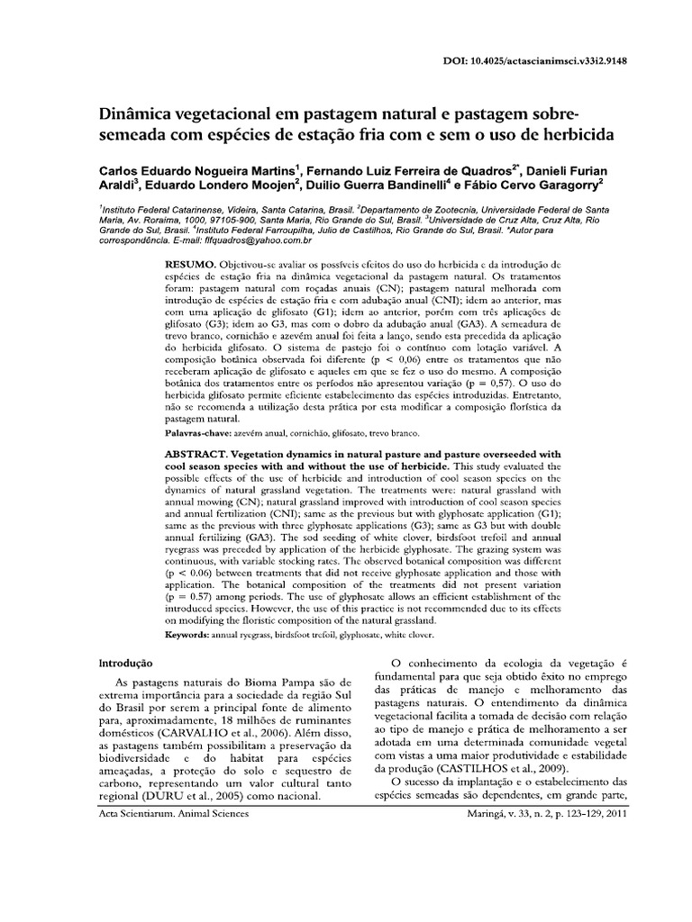 ID005_Dinâmica Vegetacional em Pastagem Natural e Pastagem Sobresemeada Com e Sem o Uso de ...