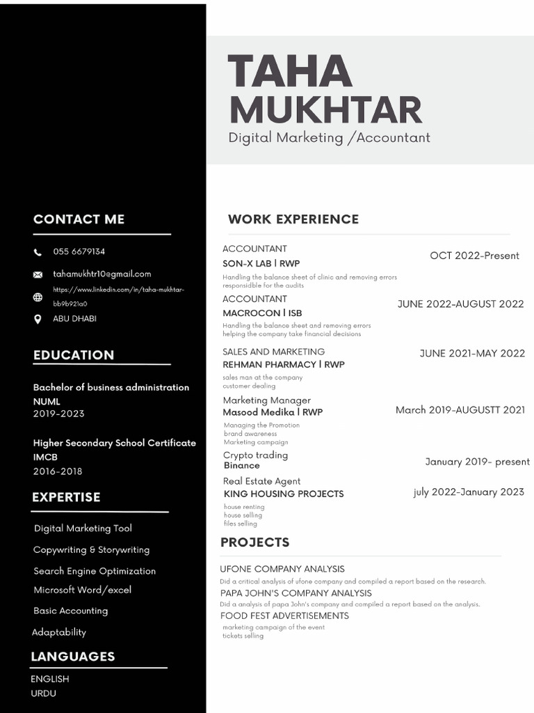 Taha Mukhtar R CV | PDF