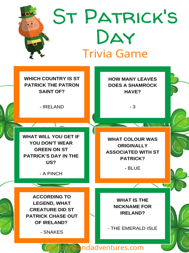St-Patricks-Day-Trivia-Printable | PDF | Saint Patrick | Ireland