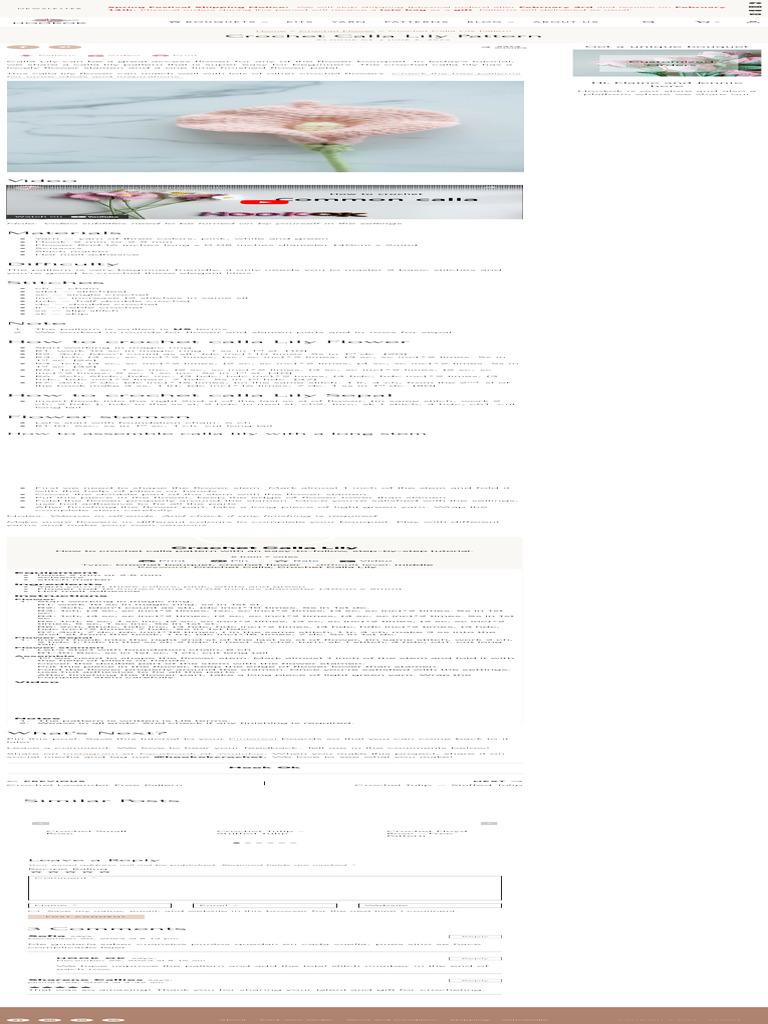 Crochet Calla Lily Pattern - Hookok % % | PDF | Crochet | Crafts