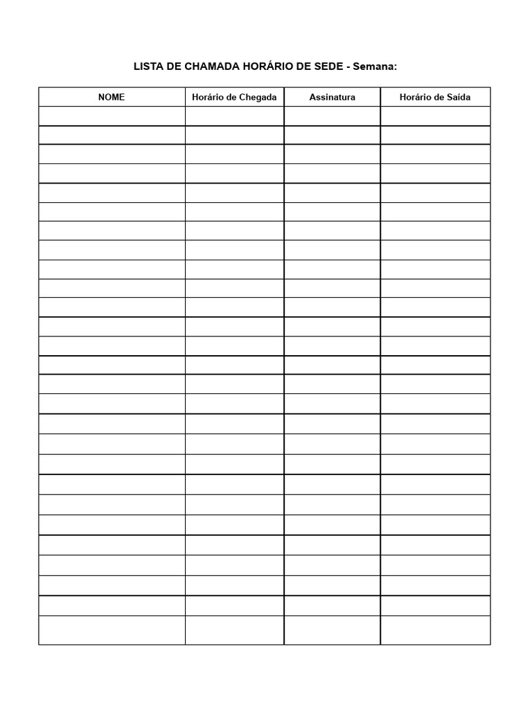 Lista de Chamada Horário de Sede | PDF