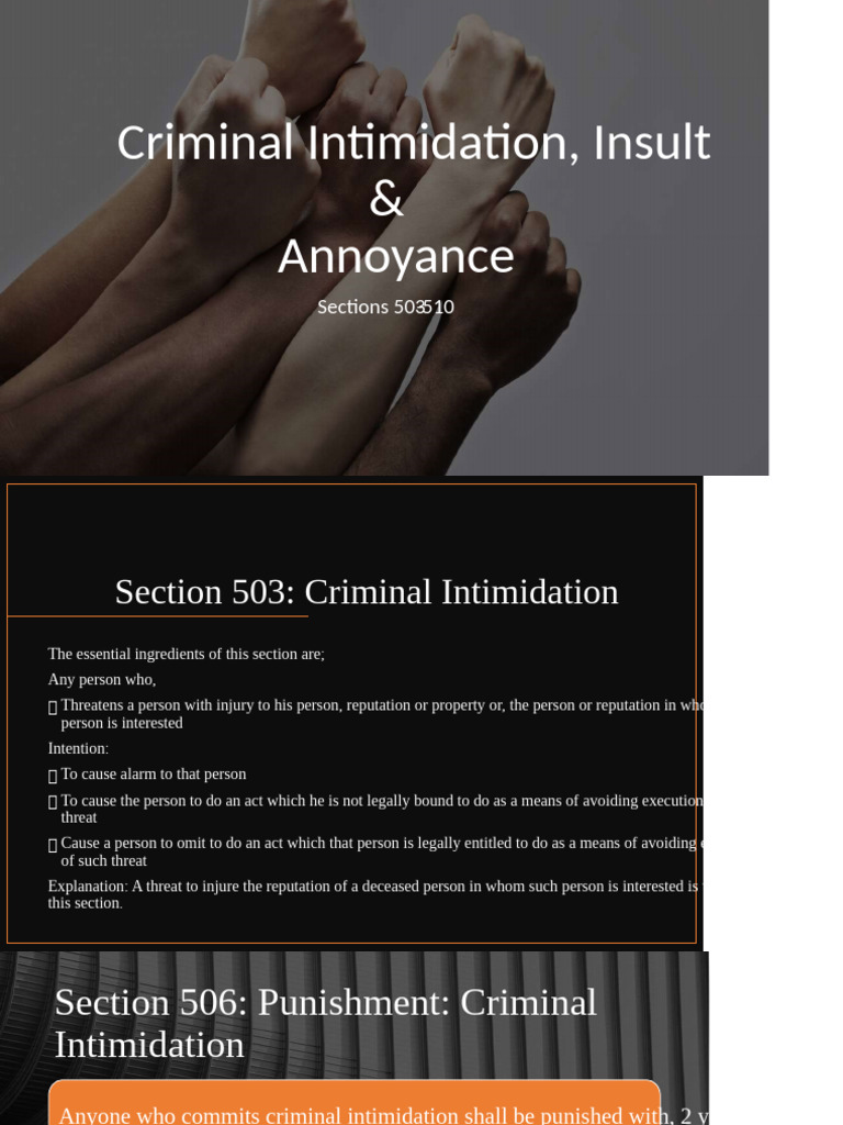 Lecture 36- Criminal Intimidation, Insult and Annoyance[1] | PDF ...