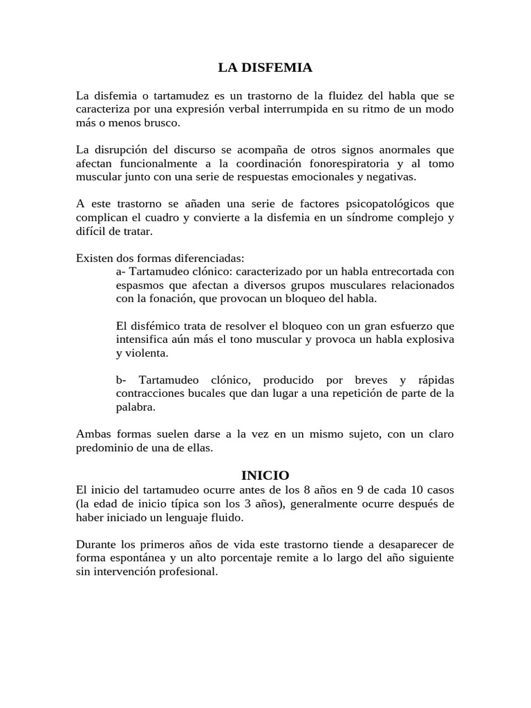 El Trastono de La Disfemia (Padres) | PDF | Tartamudeo | Enfermedades y ...