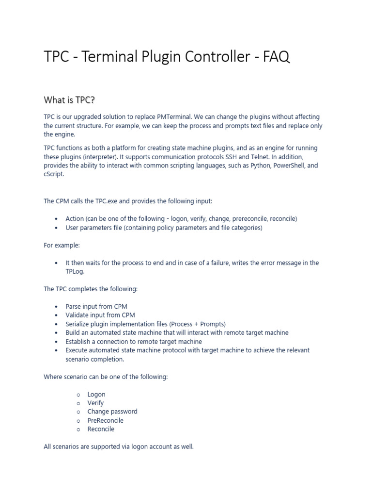TPC - Terminal Plugin Controller - FAQ (2024) | PDF | Command Line Interface | Parameter ...