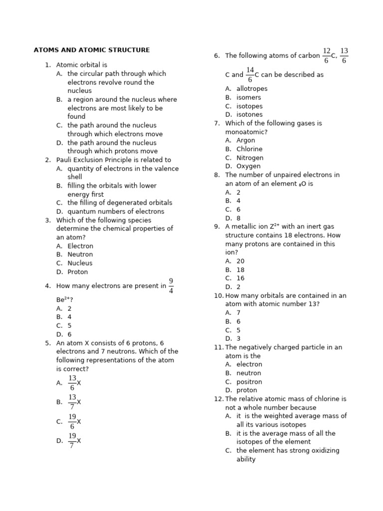 Atoms . Atomic Structure | PDF | Atoms | Electron Configuration