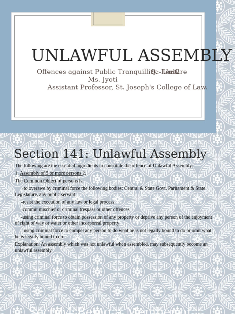 Unlawful Assembly: Legal Overview and Cases | PDF | Crimes | Crime ...