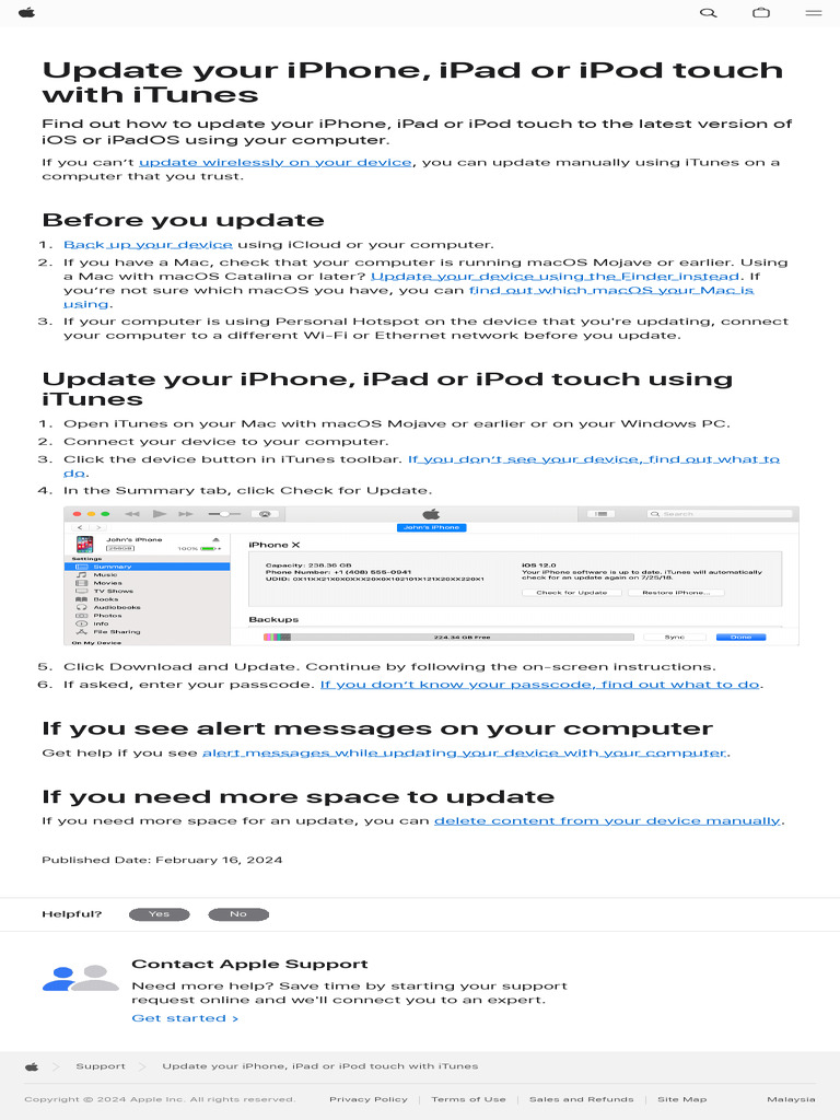 Update Your Iphone, Ipad or Ipod Touch With ITunes - Apple Support (MY ...