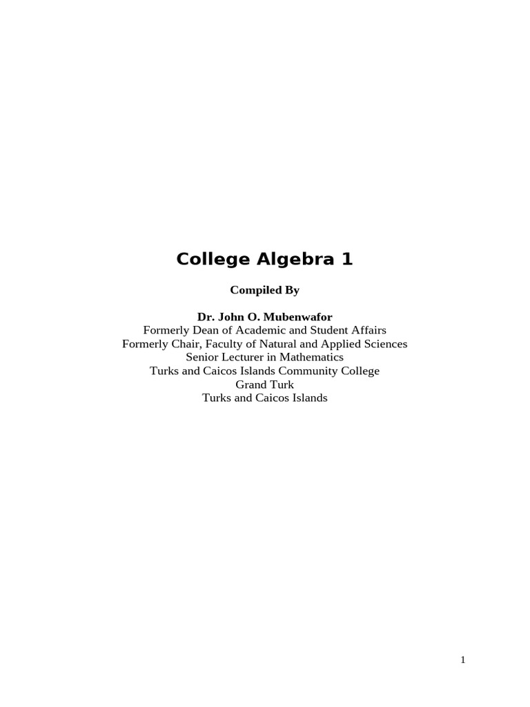 College Algebra 1 | PDF | Logarithm | Exponentiation