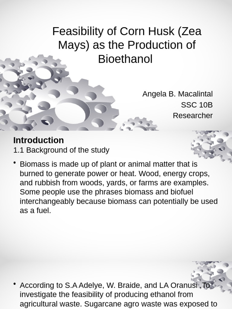 Feasibility of Corn Husk | PDF | Biofuel | Ethanol