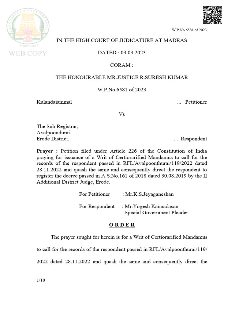 Section 23 and Court Order Judgment | PDF | Mandamus | Judgment (Law)