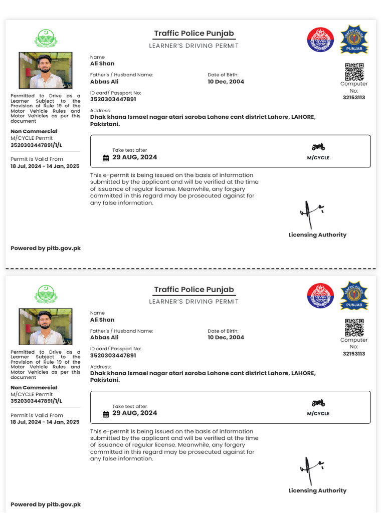 Ali_shan_license_ | PDF | Identity Document | Government And Personhood