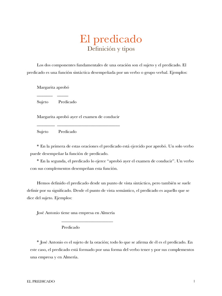 El Predicado (2) | PDF | Predicado (Gramática) | Verbo