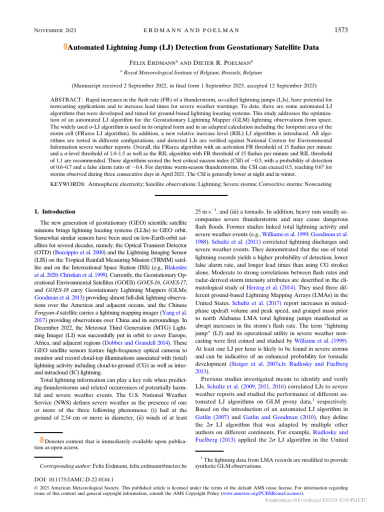 Erdmann y Poelman - 2023 - Automated Lightning Jump (LJ) Detection From Geostationary Satellite ...