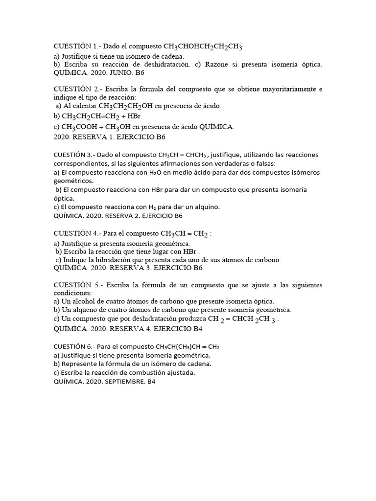 Reacciones Organicas 2 Bach | PDF