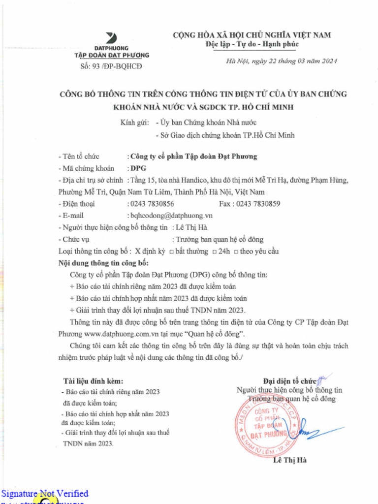 DPG BCTC Hop Nhat Kiem Toan Nam 2023 Kem GT | PDF