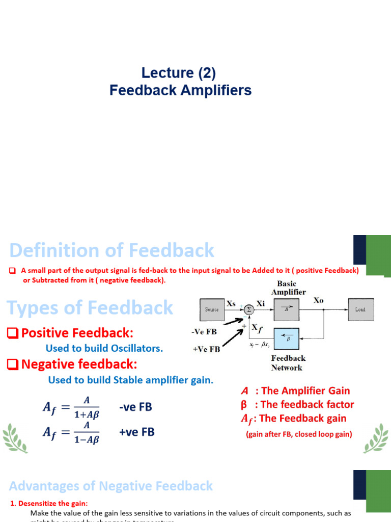 Lec 5 - Feedback Amplifiers | PDF | Amplifier | Feedback