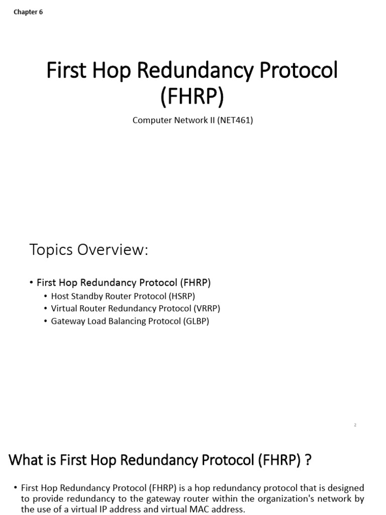 Chapter 6 - FHRP | PDF | Router (Computing) | Internet Architecture